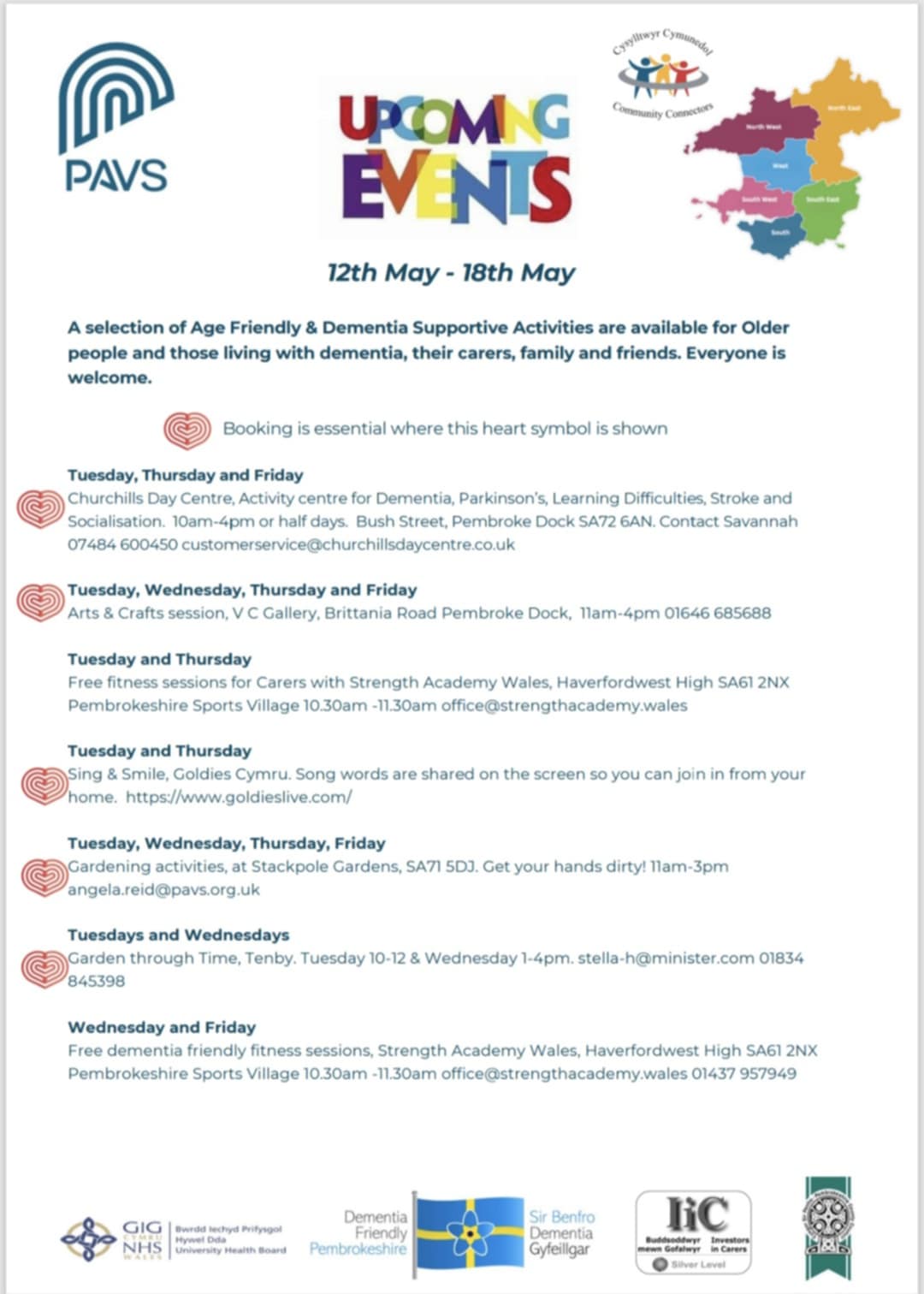 Upcoming Events PAVS, 12th - 18th May, Various locations please see ...